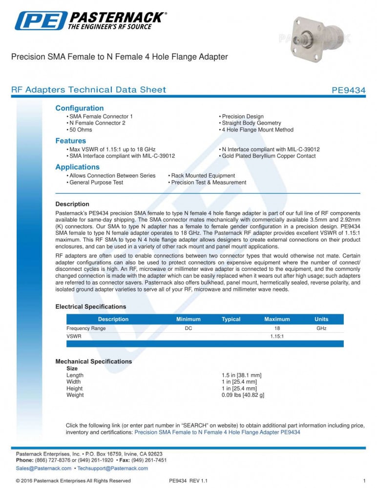 PE9434 technical document page 1