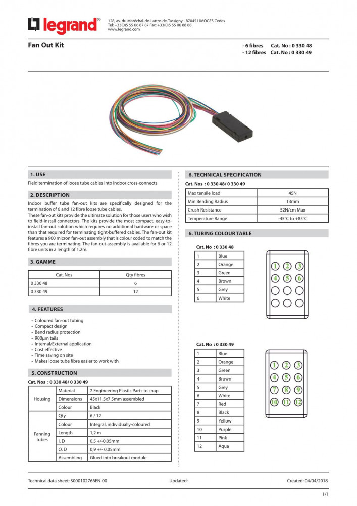 Legrand 033048 technical document page