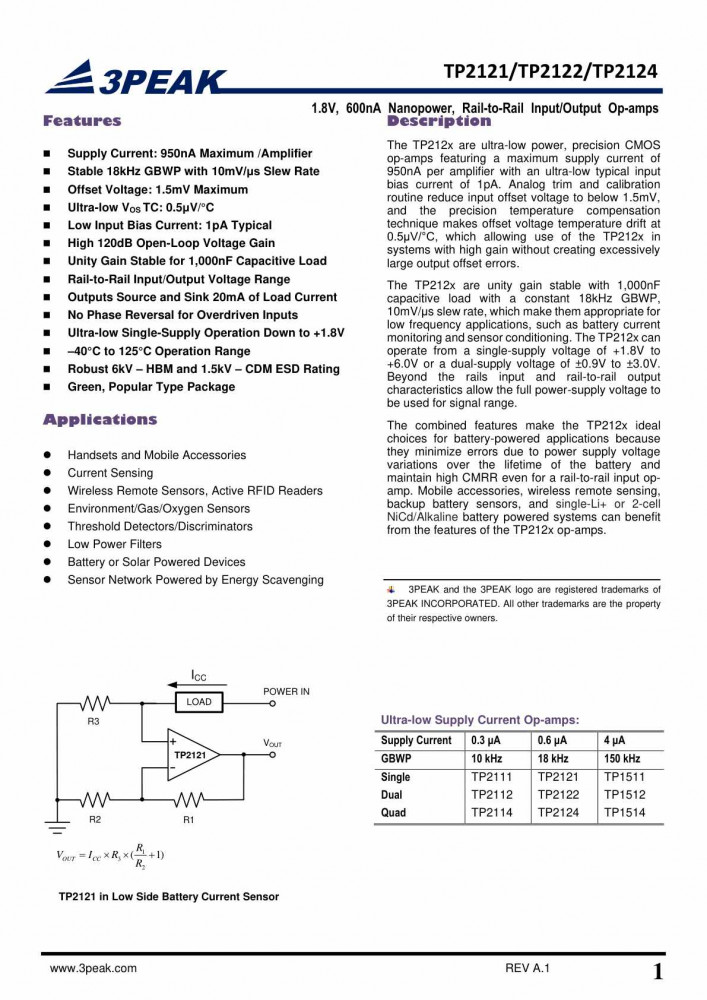 TP2124-TR datasheet page 1