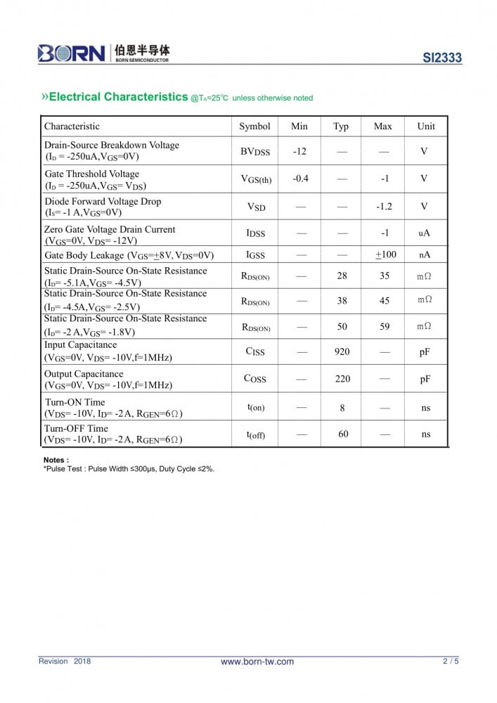SI2333 datasheet page 2