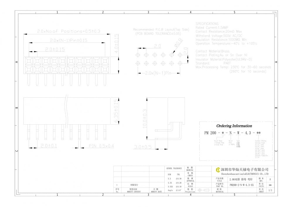 HCTL PM200 connector product drawing