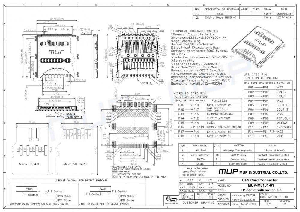 MUP M6101-01 technical document page