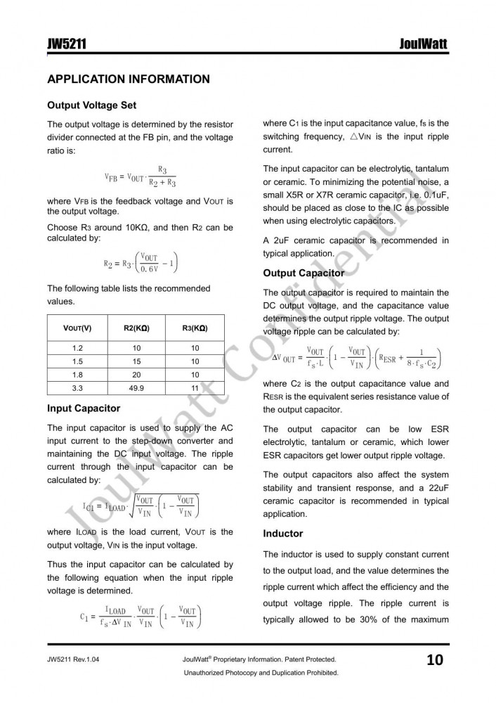 JW5211 datasheet page 10