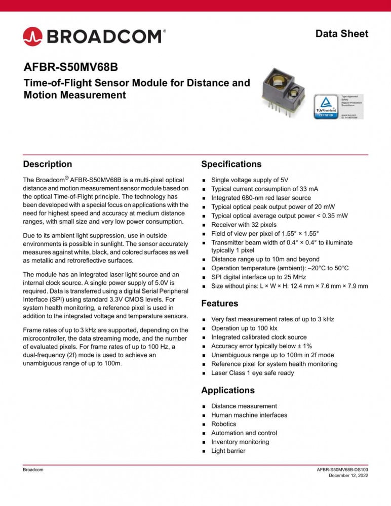 AFBR-S50MV68B-EK datasheet page 1