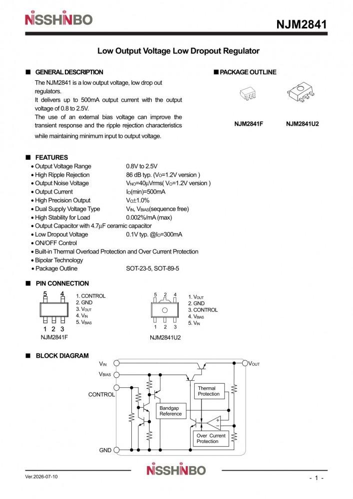 NJM2841 datasheet page 1