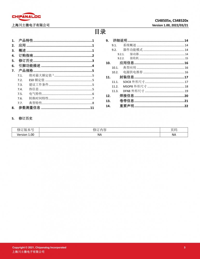 CS48520S datasheet page 3