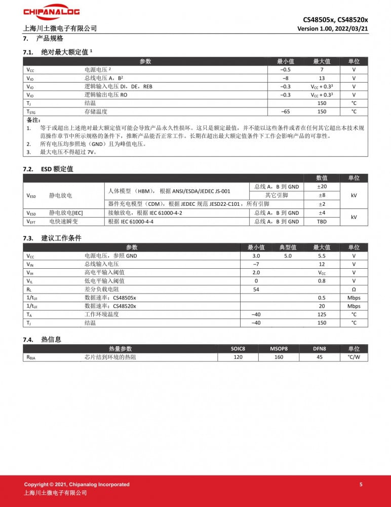 CS48520S datasheet page 5