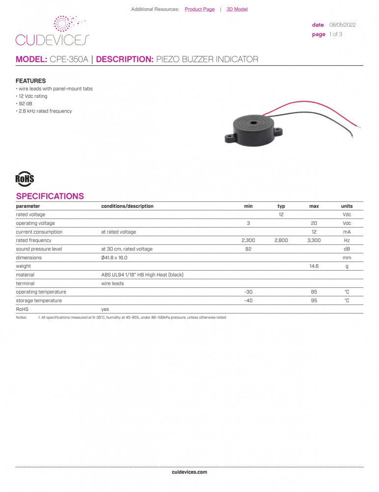 CPE-350A datasheet page 1