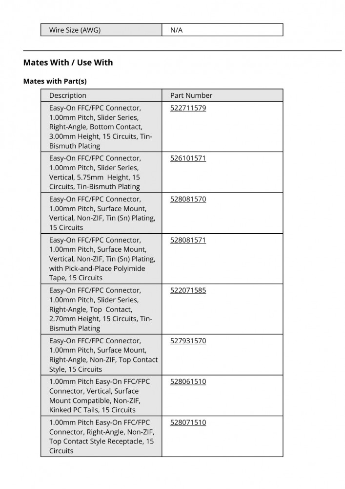 Molex FFC specification page 3