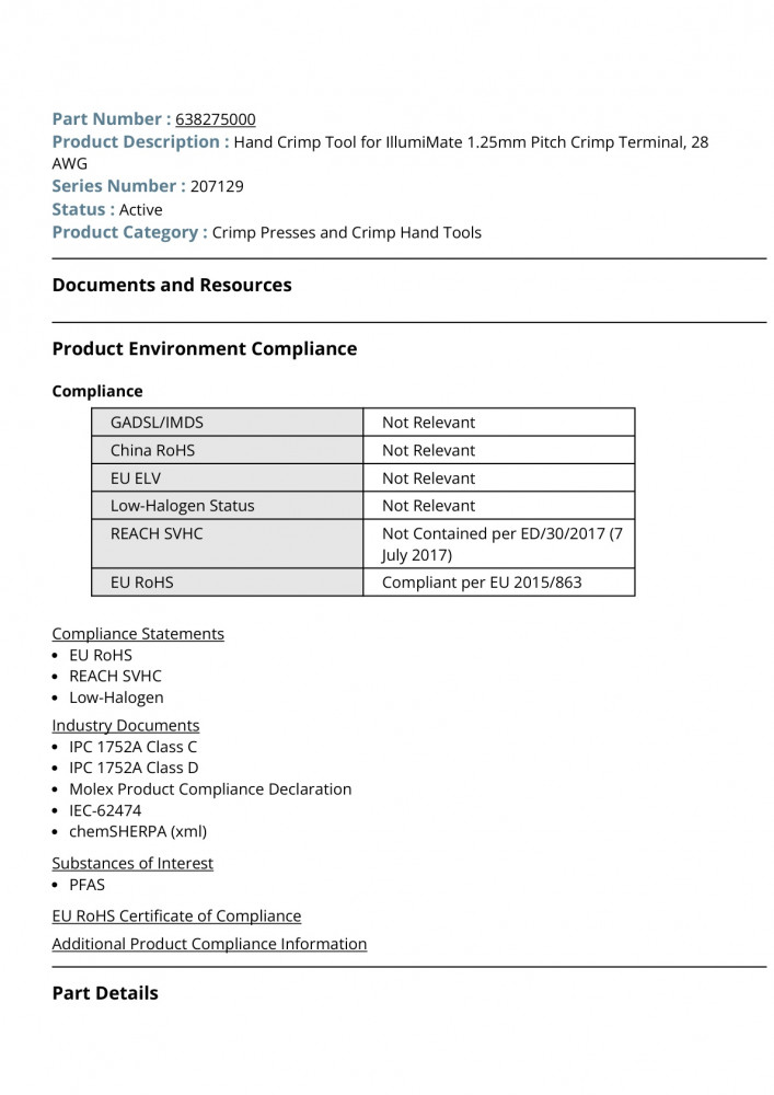 Tooling document preview, page 1