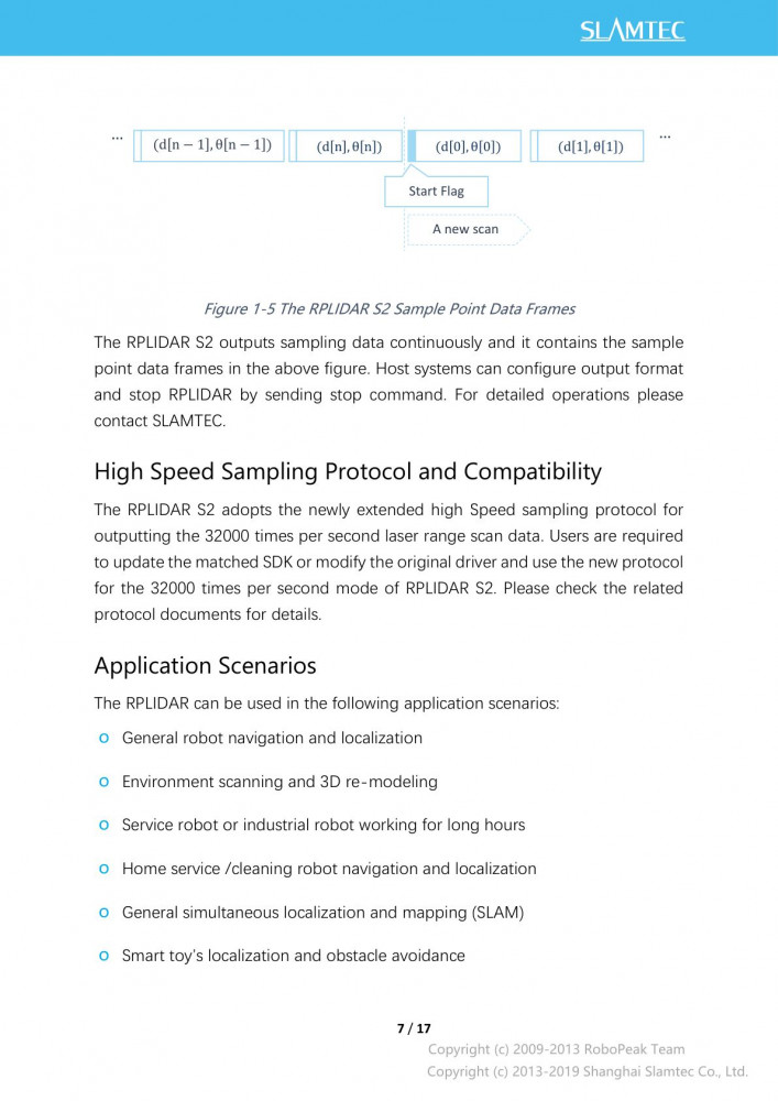 RPLIDAR S2 technical document page 7