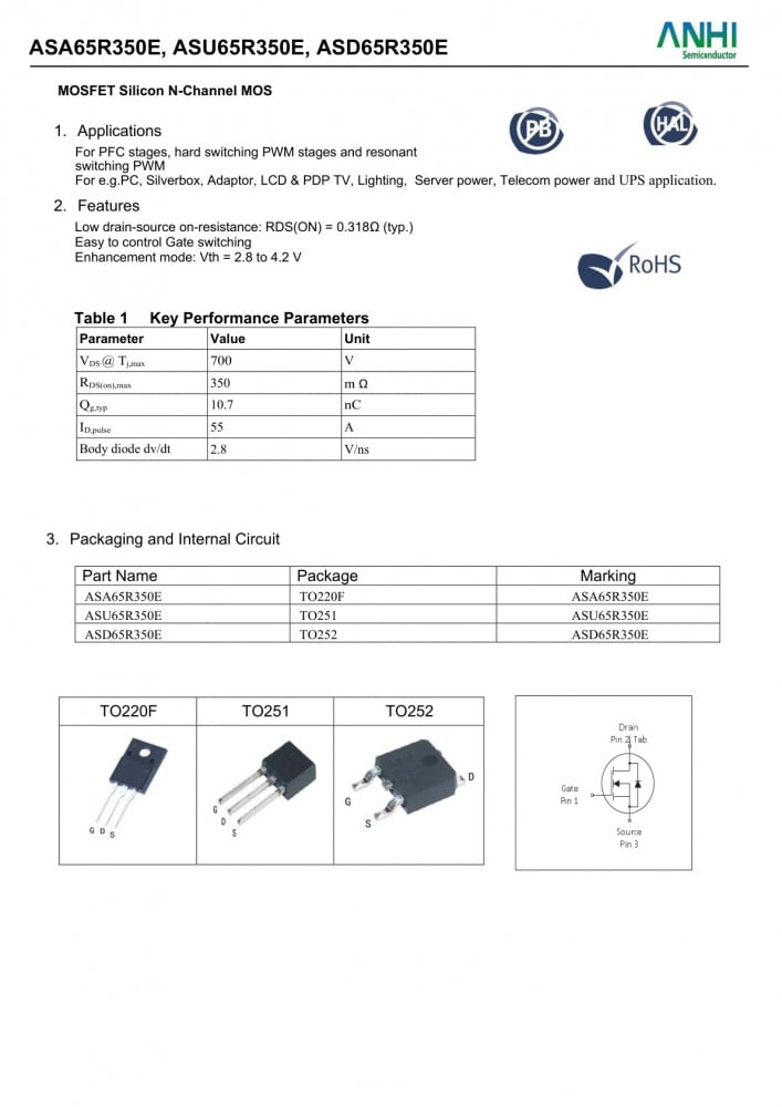 ASD65R350E datasheet page 1