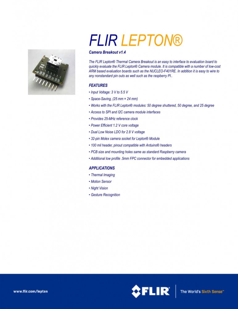 FLIR Lepton Camera Breakout v1.4 datasheet page 1