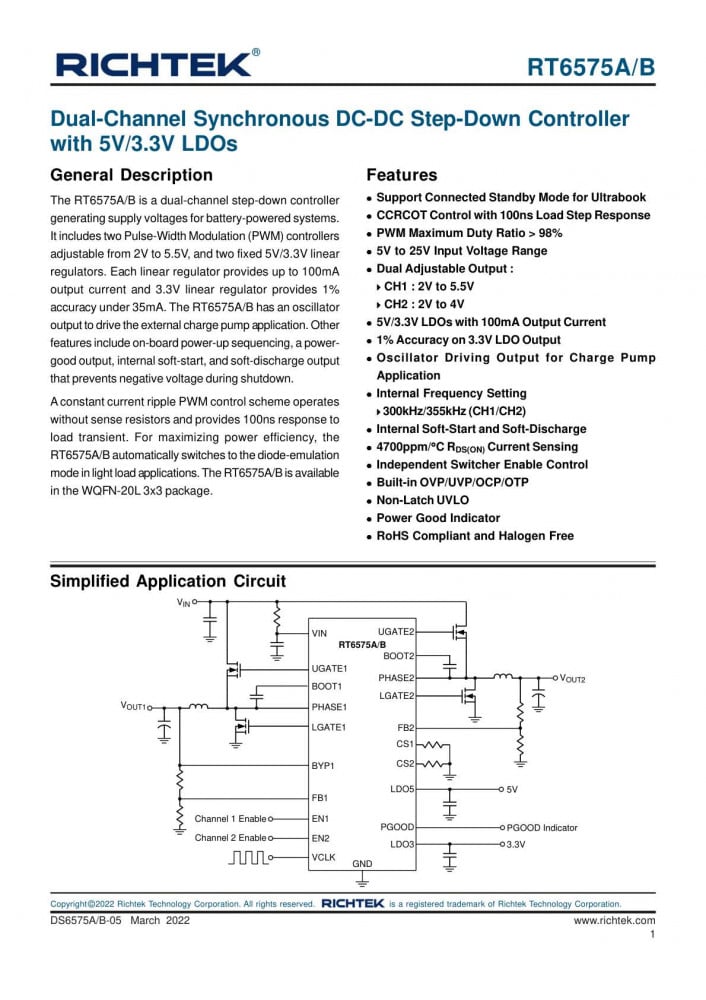 RT6575AGQW datasheet page 1