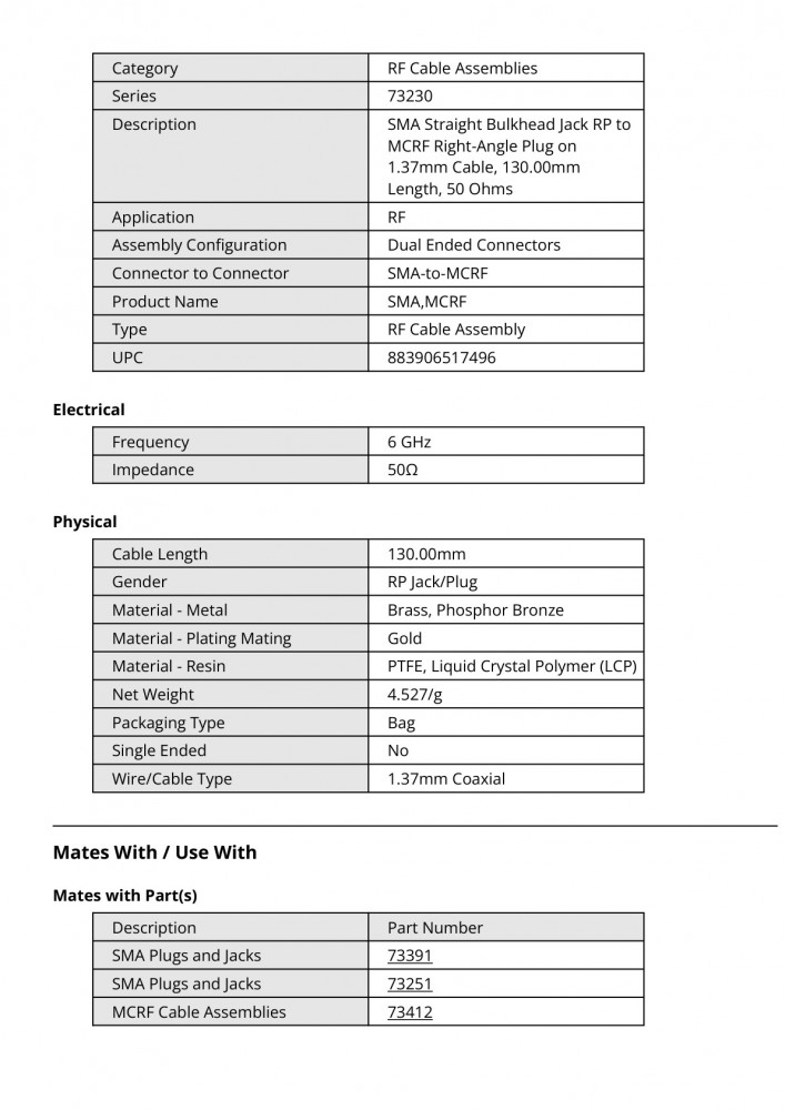 Technical document image 2 for MOLEX 734194670