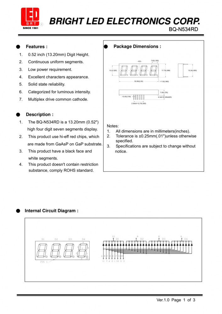 BQ-N534RD datasheet page 1