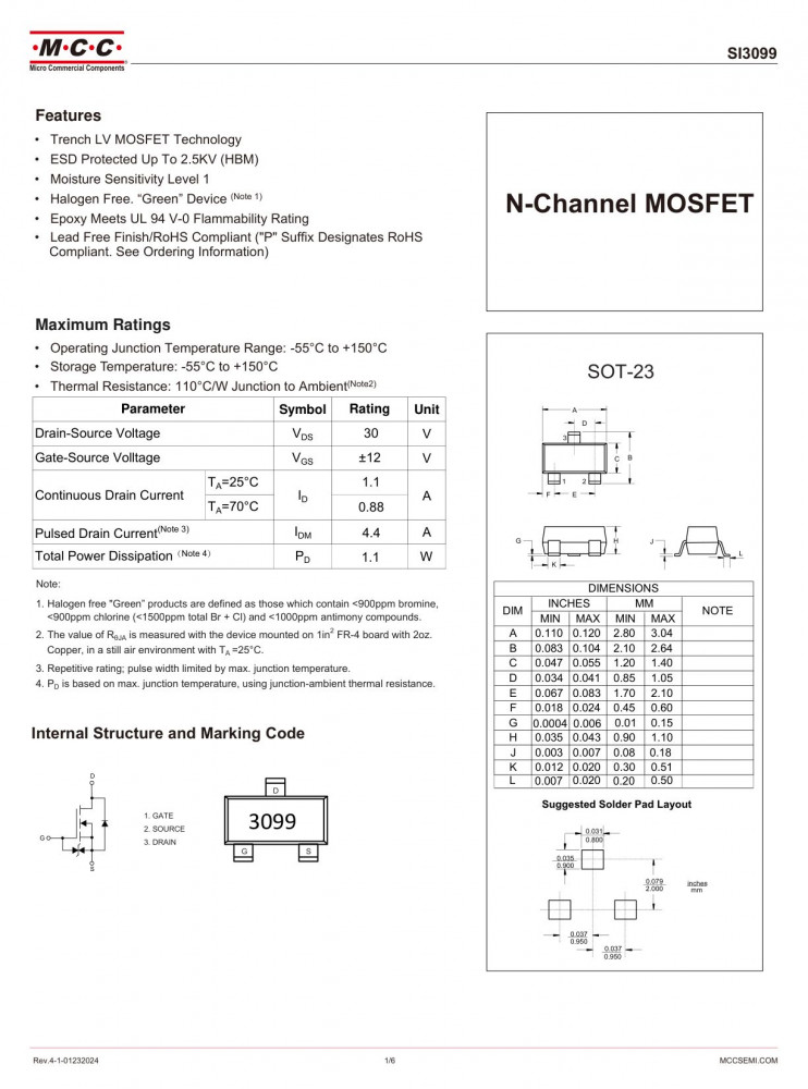 SI3099-TP datasheet page 1