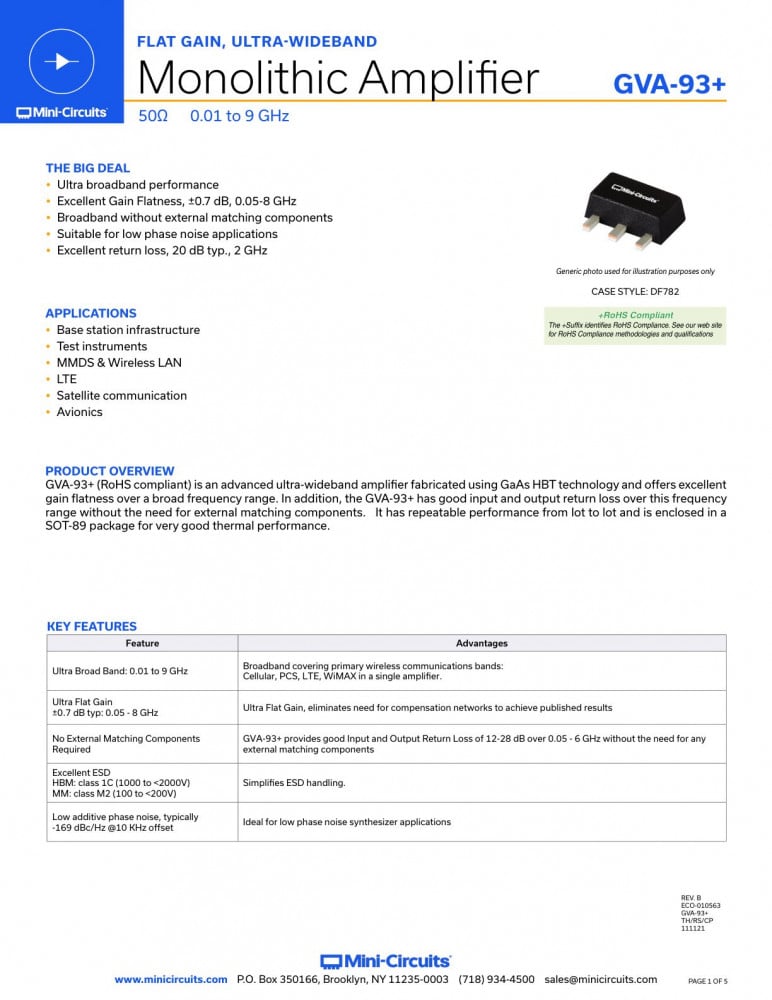 GVA-93+ datasheet page 1
