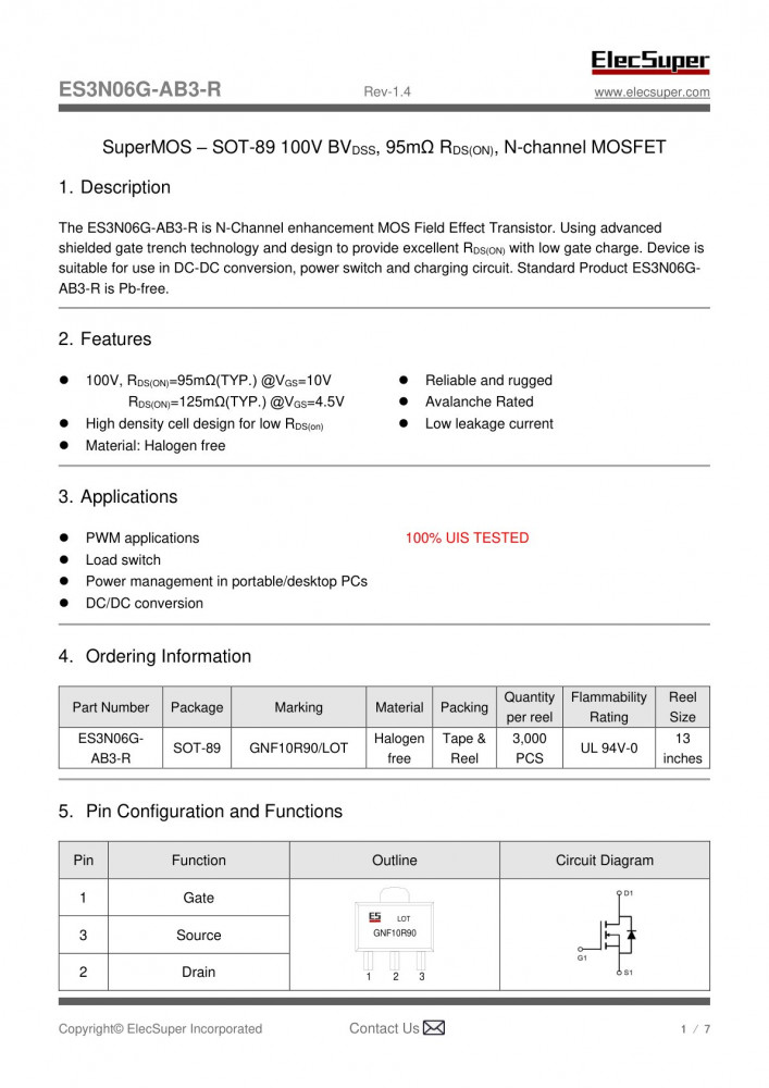 ES3N06G-AB3-R datasheet page 1