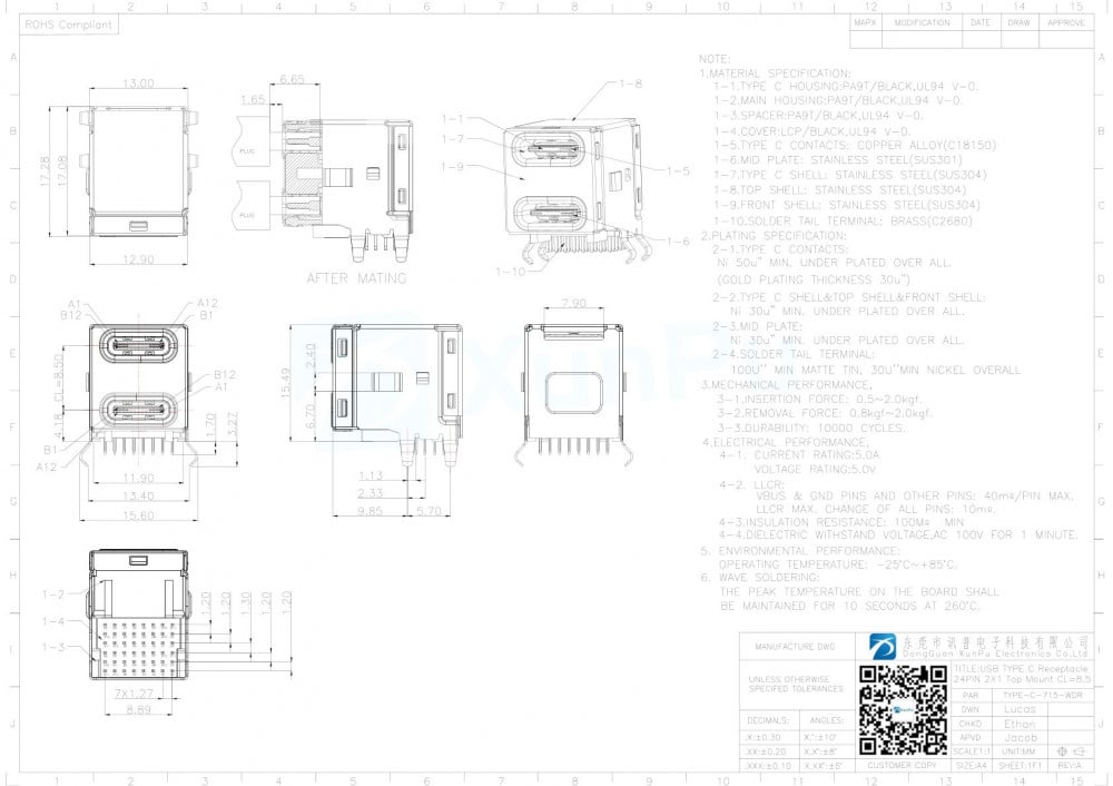 TYPE-C-715-WDR manufacturer drawing page 1