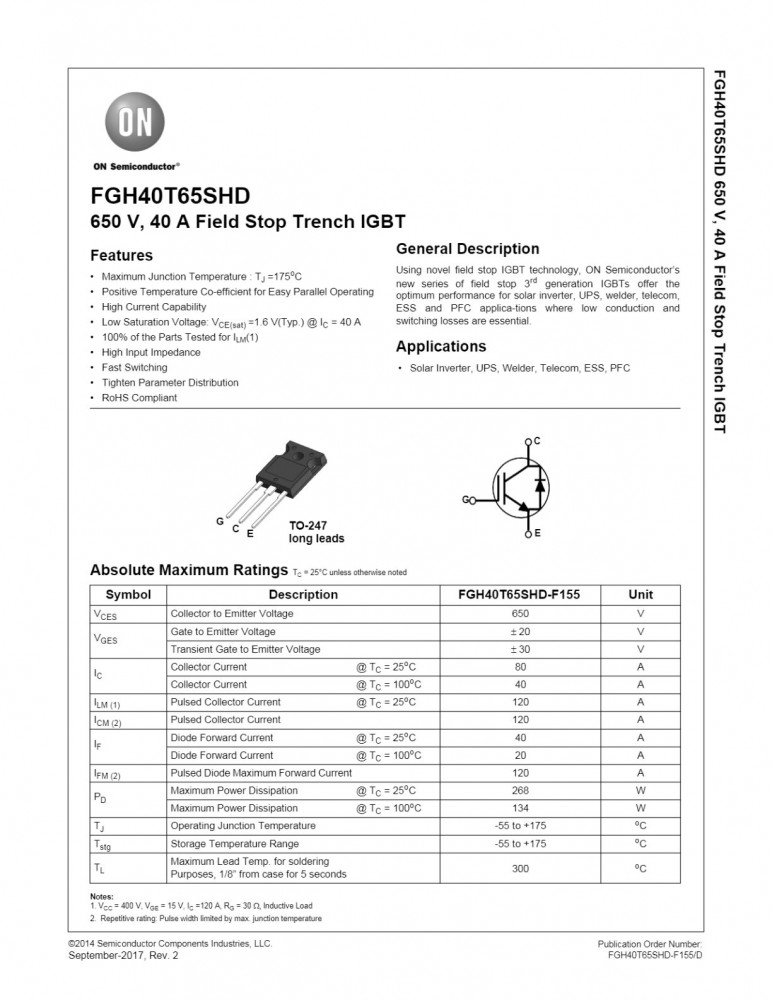 FGH40T65SHD-F155 datasheet page 1