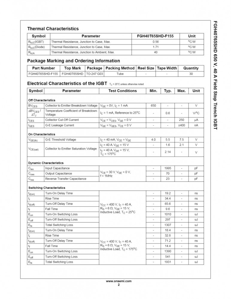 FGH40T65SHD-F155 datasheet page 2