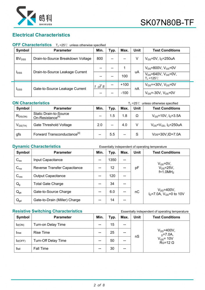 SK07N80B-TF datasheet page 2