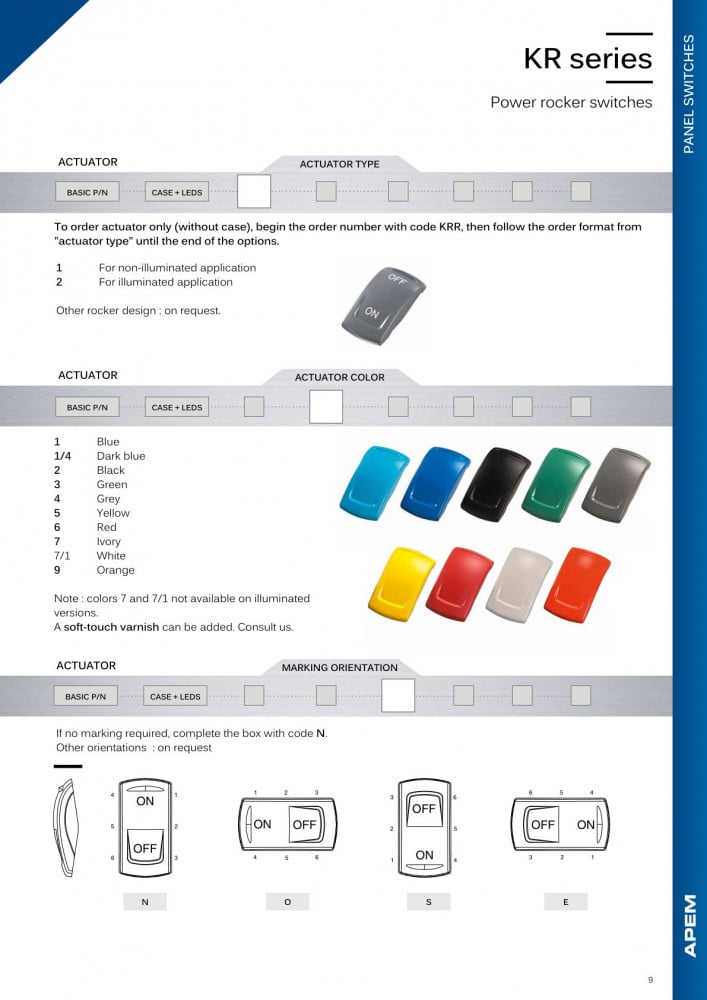 APEM KR series technical document page 9