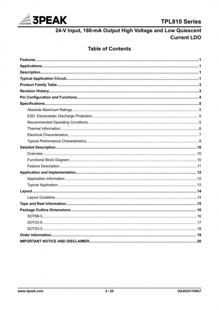 TPL810 datasheet page 2