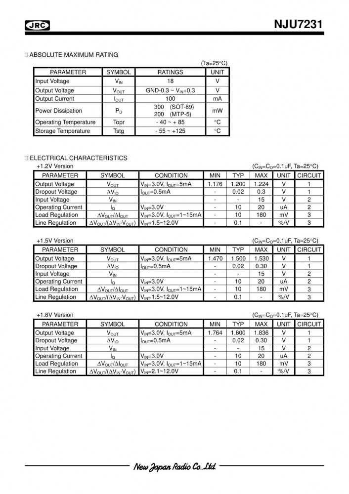 NJU7231 datasheet page 2