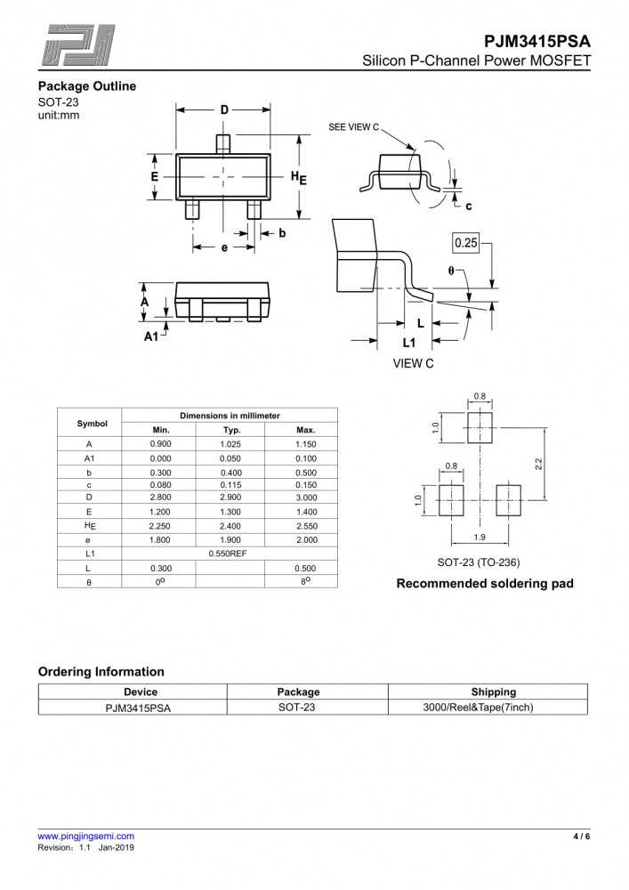 PJM3415PSA datasheet page 4