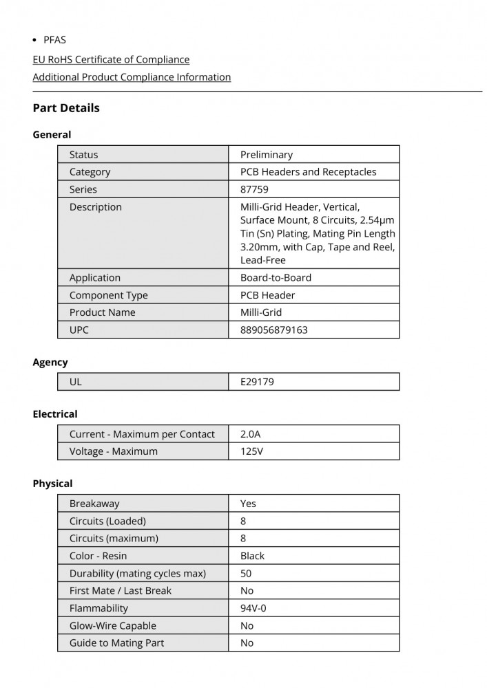 MOLEX 877590883 technical document page 2