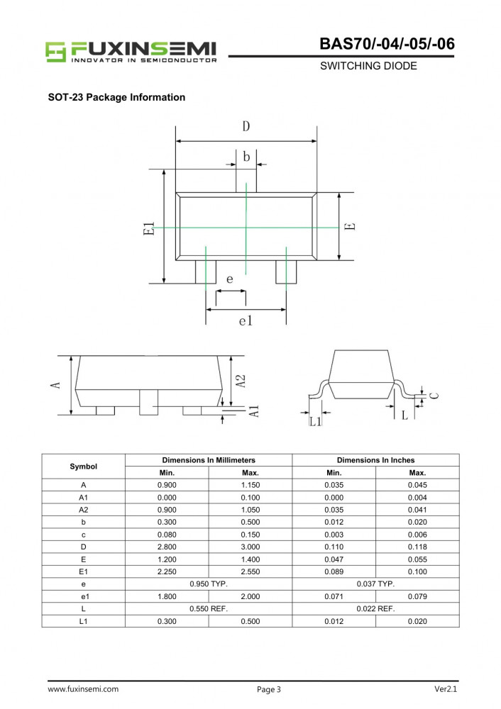 BAS70-04 technical document page 3