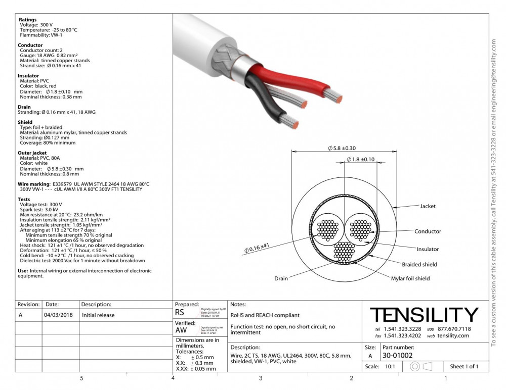 Tensility International 30-01002 product drawing