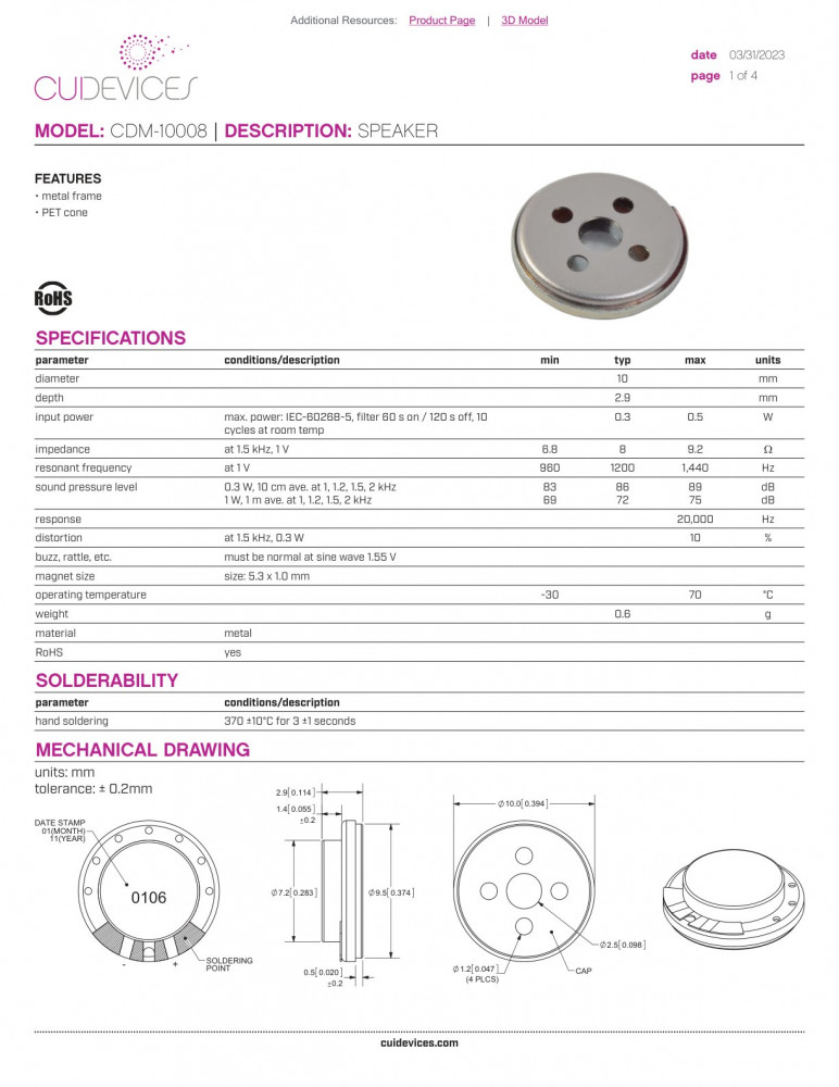 CDM-10008 datasheet page 1