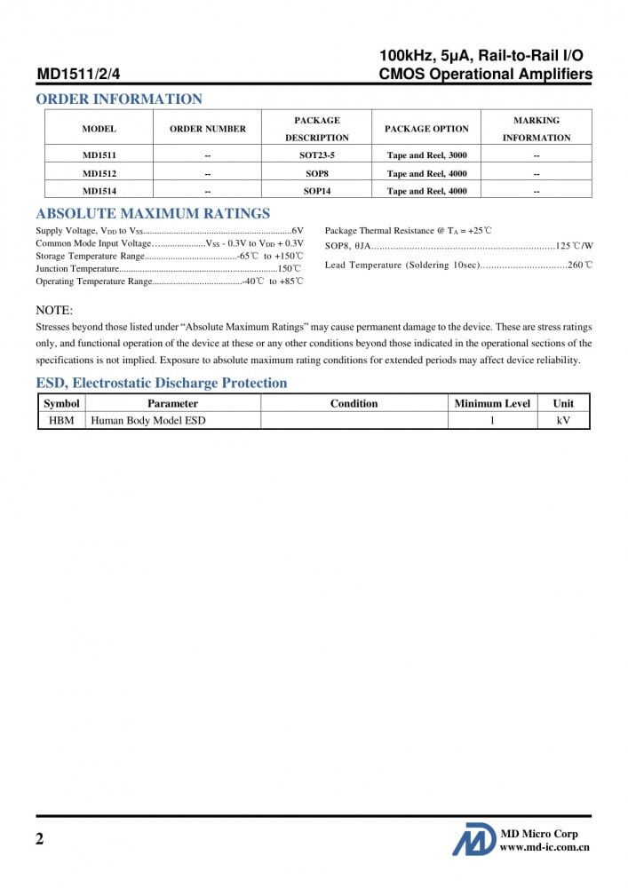 MD1512 datasheet page 2