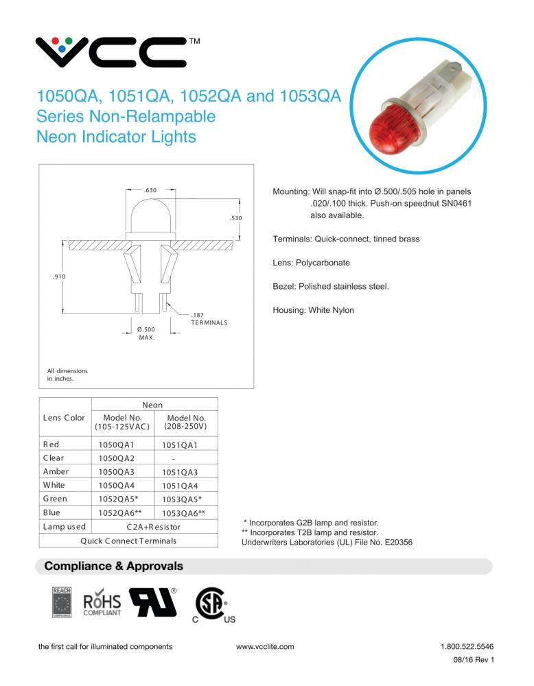 VCC 1050QA series product document image