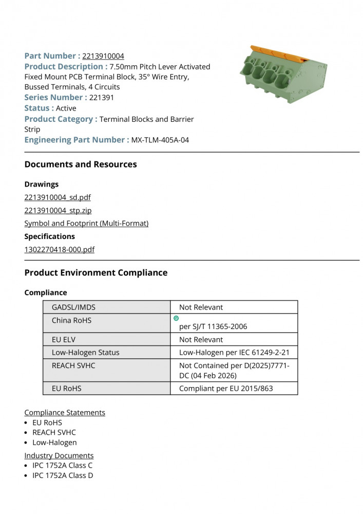 2213910004 technical document preview, page 1