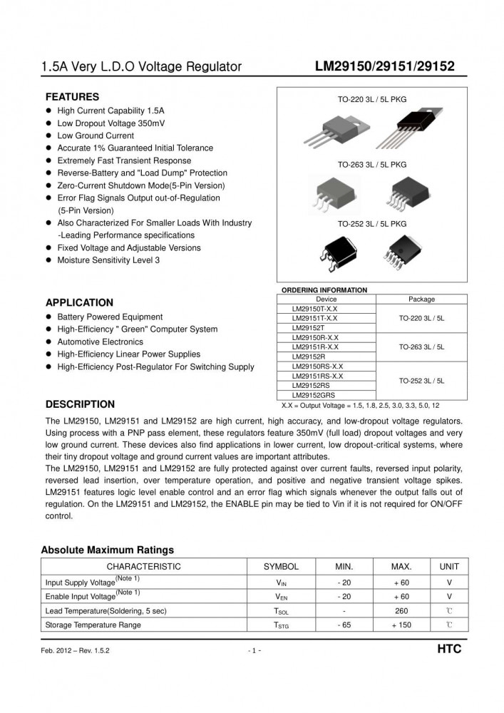 LM29150 datasheet page 1