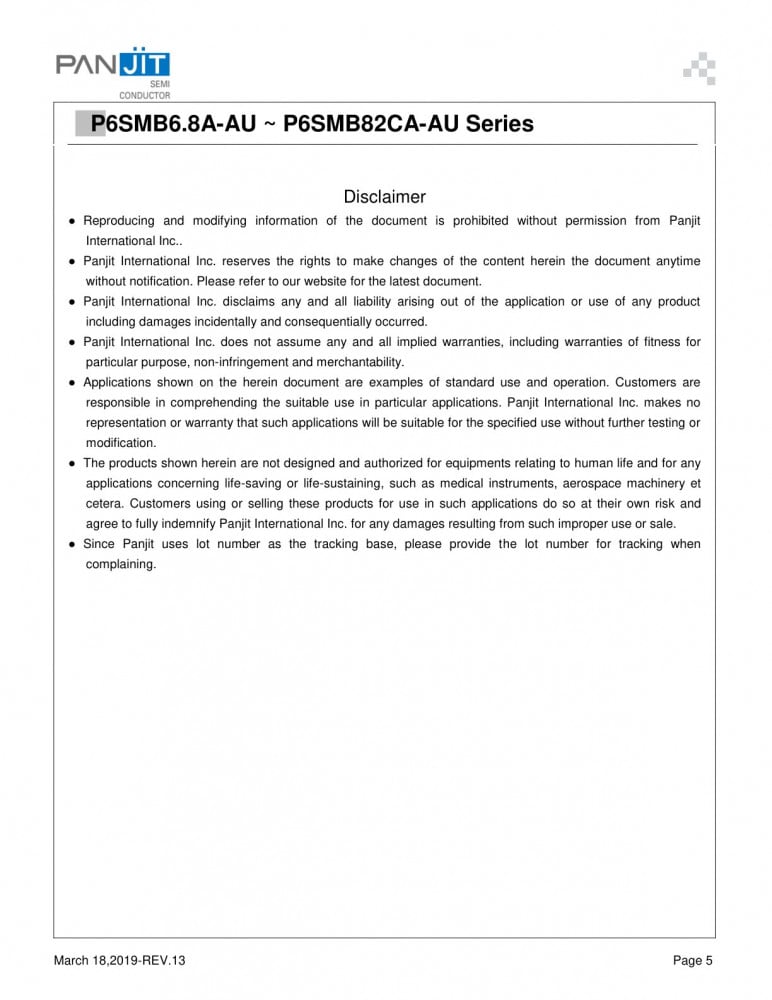 PANJIT P6SMB36CA-AU datasheet page 5