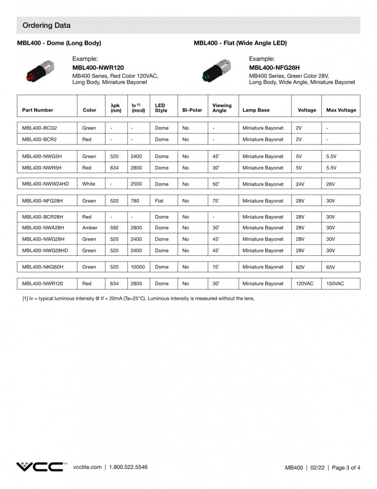 VCC MB400 series technical document, page 3