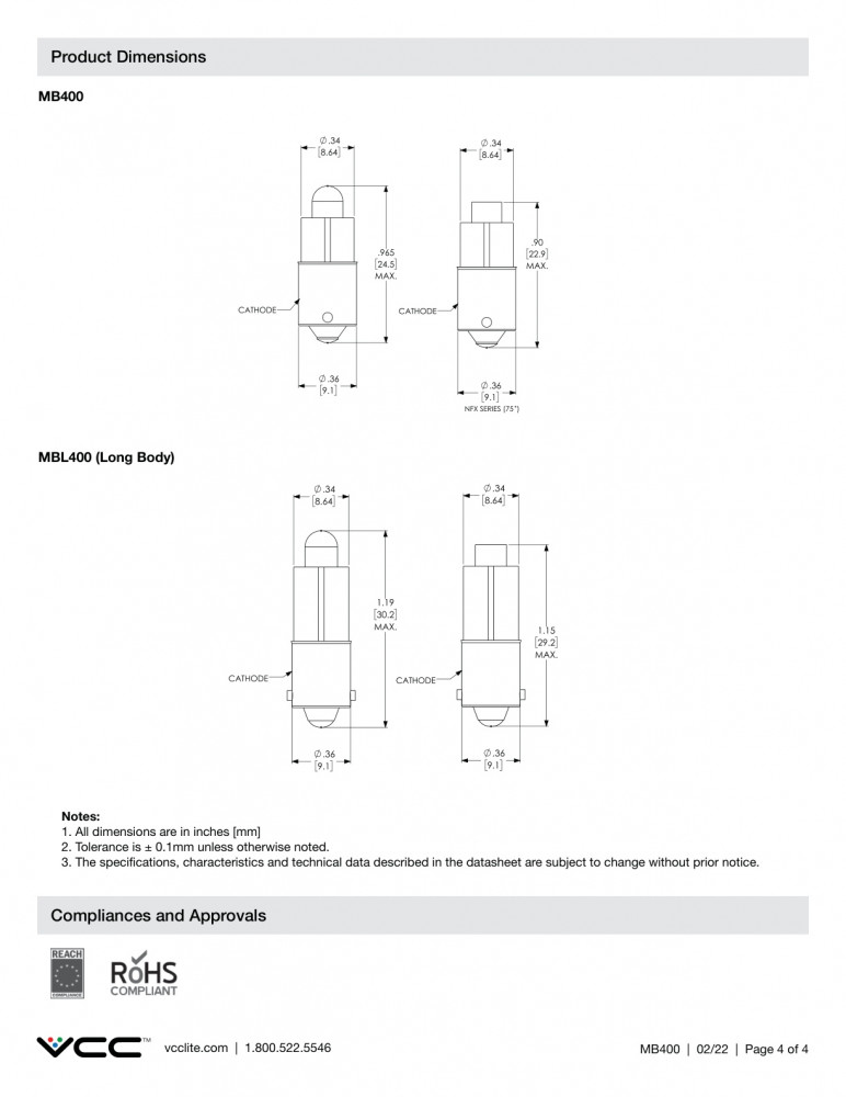 VCC MB400 series technical document, page 4