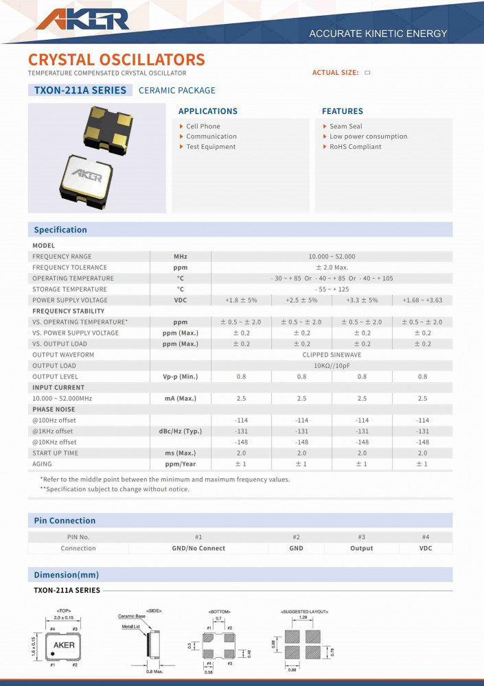 AKER TXON-211A Series technical document preview