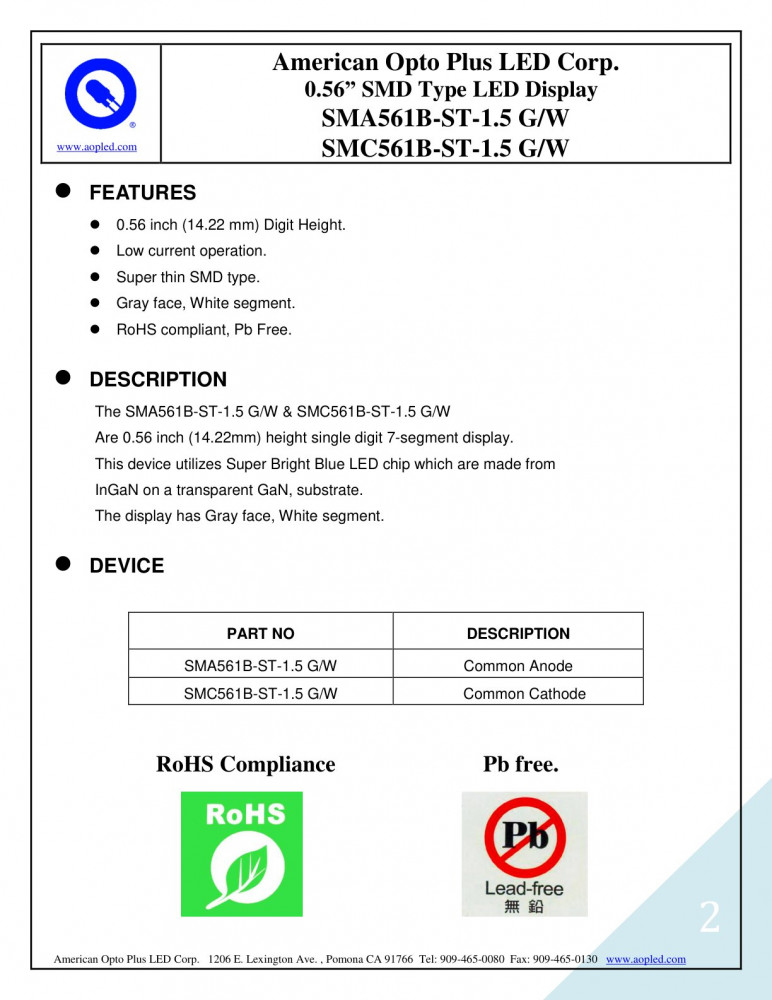 SMA561B-ST-1.5 G/W datasheet page 2
