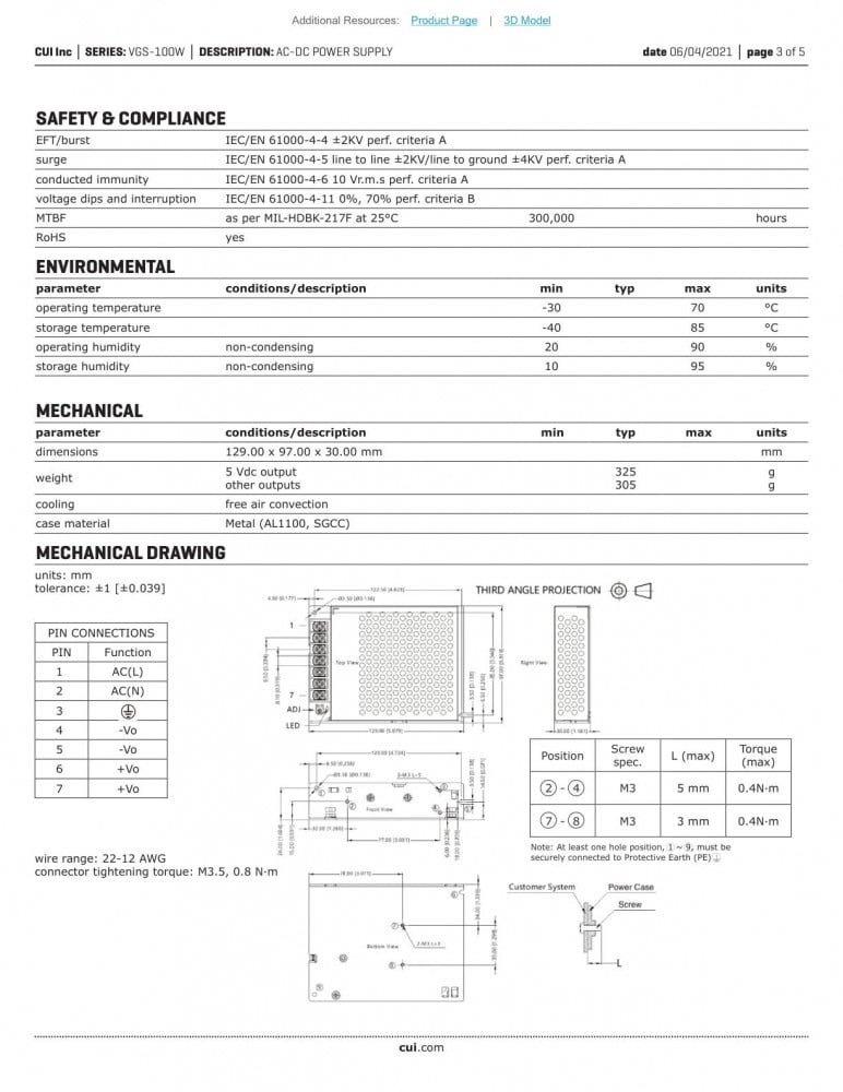 VGS-100W series datasheet page 3