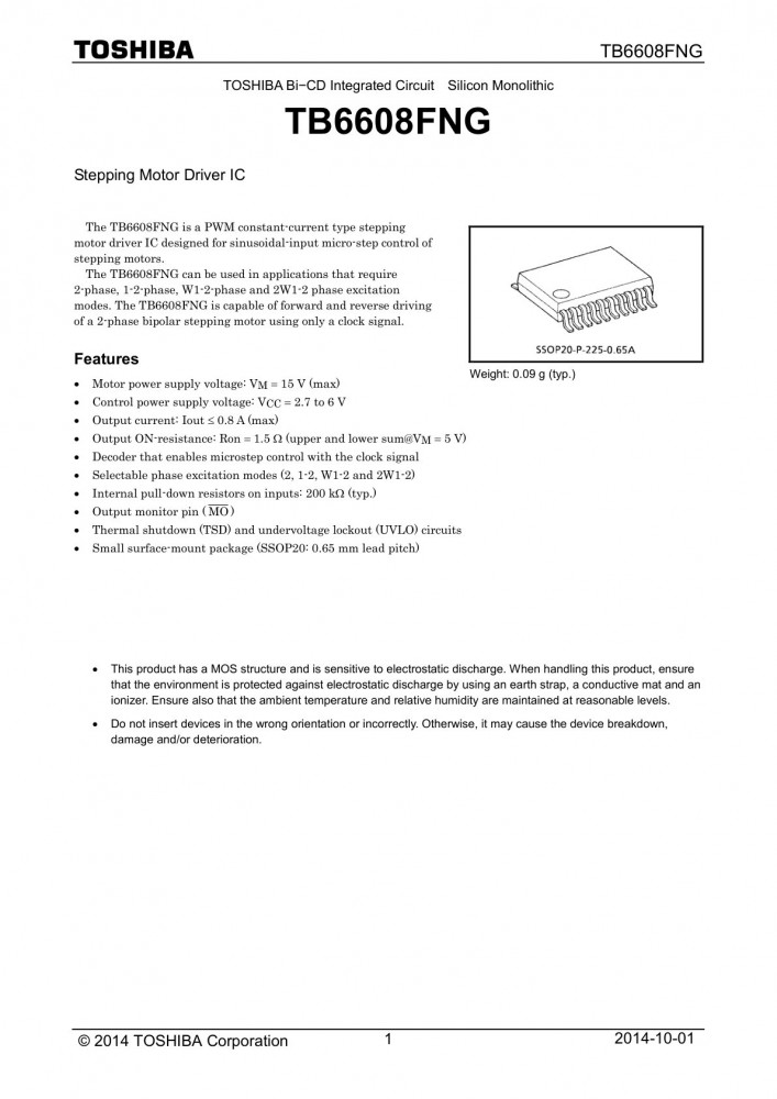 TB6608FNG datasheet page 1