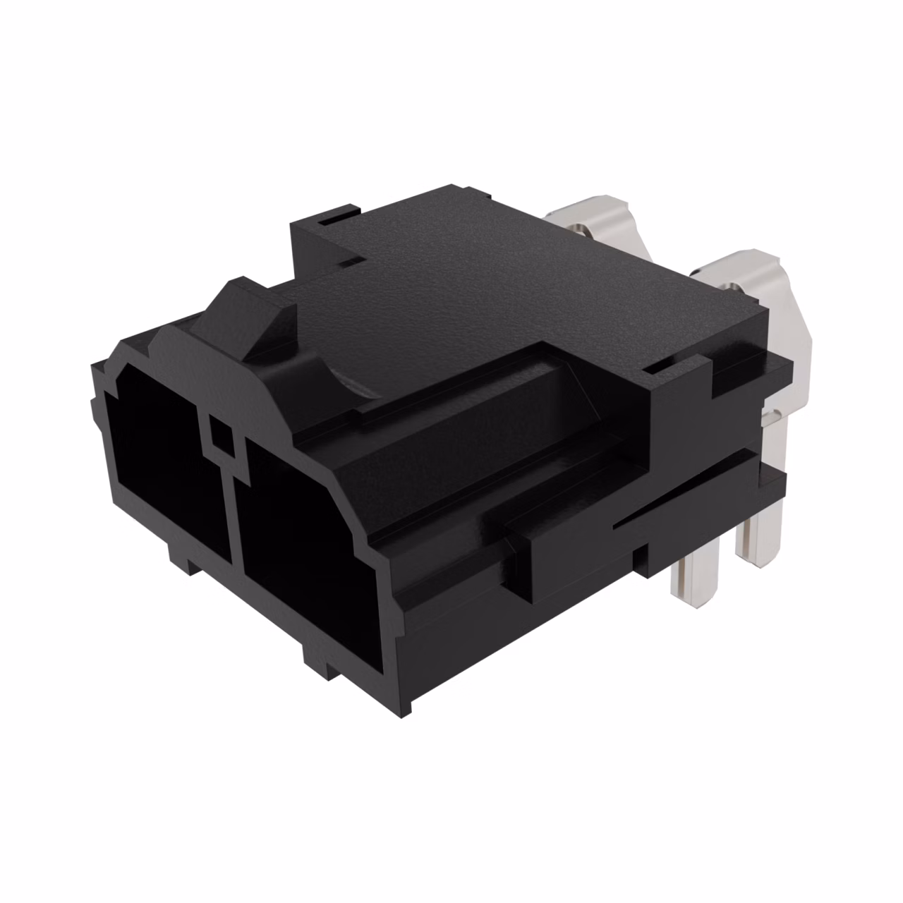 Mini-Fit Sr. Right-Angle Header, 10.00mm Pitch, Single Row, 2 Circuits, 8.30mm Tail Length, for 6.35mm PCB, Tin (Sn) Plating, without Clip, USE NYE LUBE ON MATING SURFACES for sale