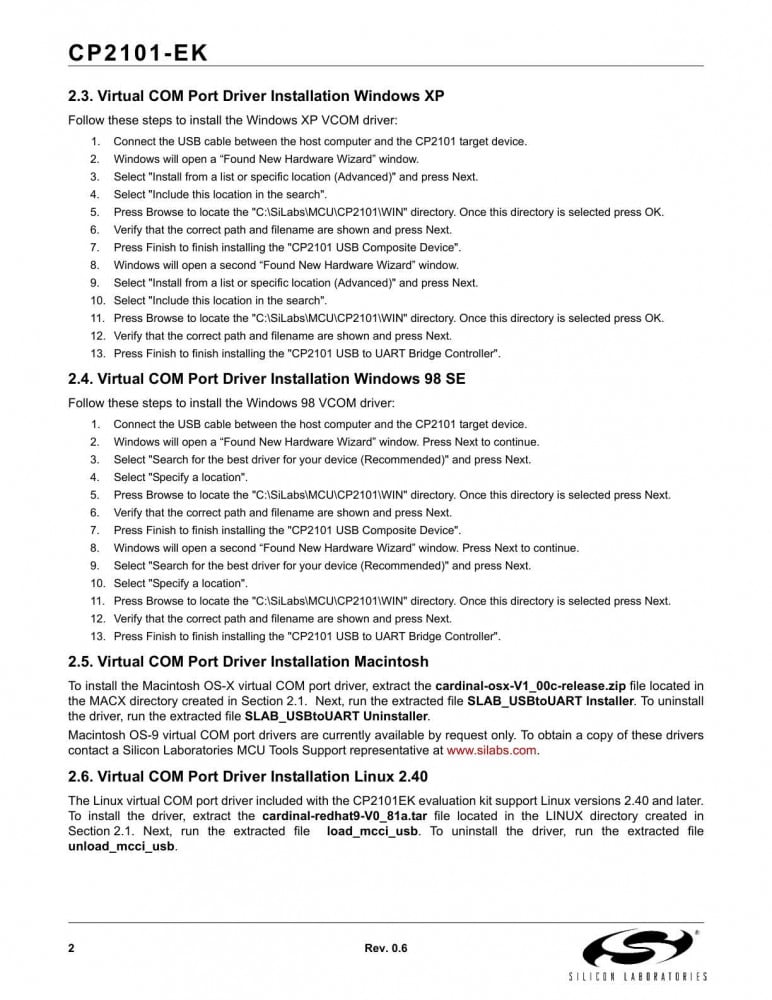 CP2101EK document page 2