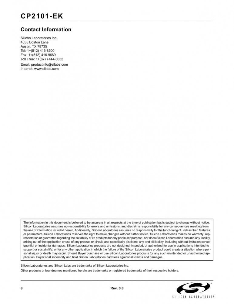 CP2101EK document page 8