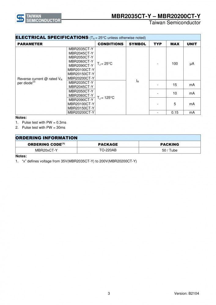 MBR20100CT-Y datasheet page 3